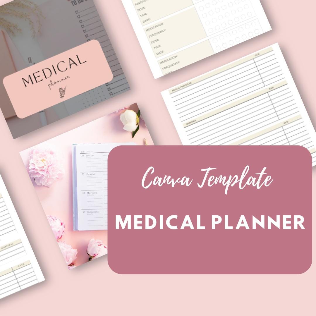 Medical Planner Canva Template | Printable Health Tracker | Doctor ...