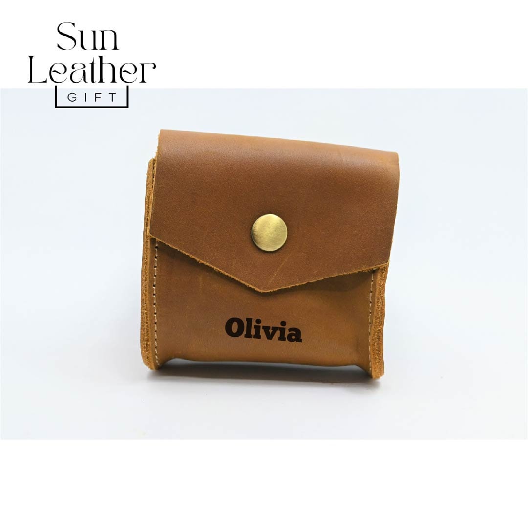 Custom Leather Small Pouch, Personalized Coin Leather Purse, Engraved ...