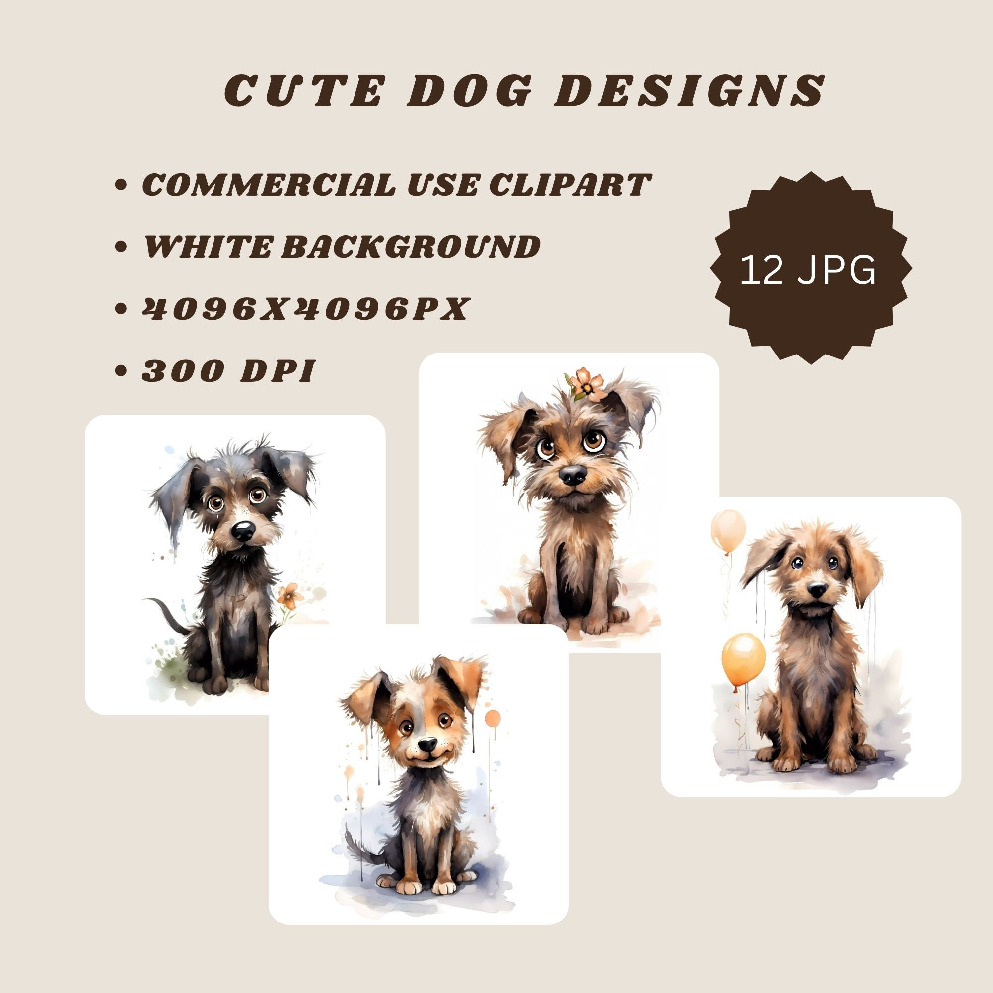 Cute Dog Watercolor Clipart Bundle, Digital Download, Dog Clipart Set ...