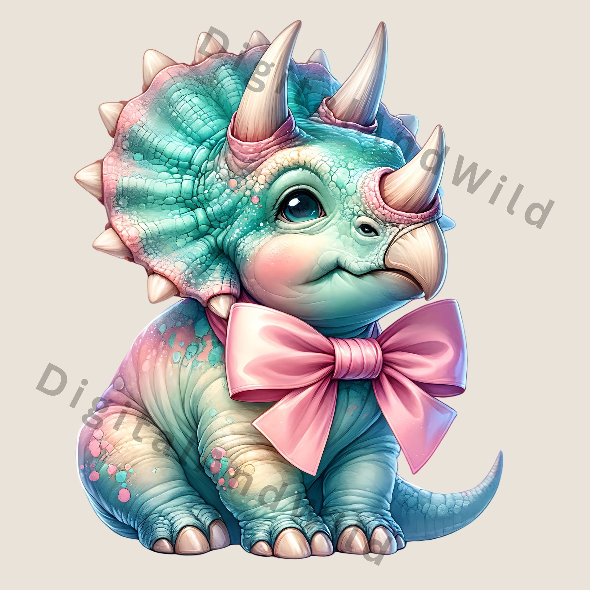 Girly Dinosaurs Watercolor Clipart Bundle - Dino Clip Art Set of ...