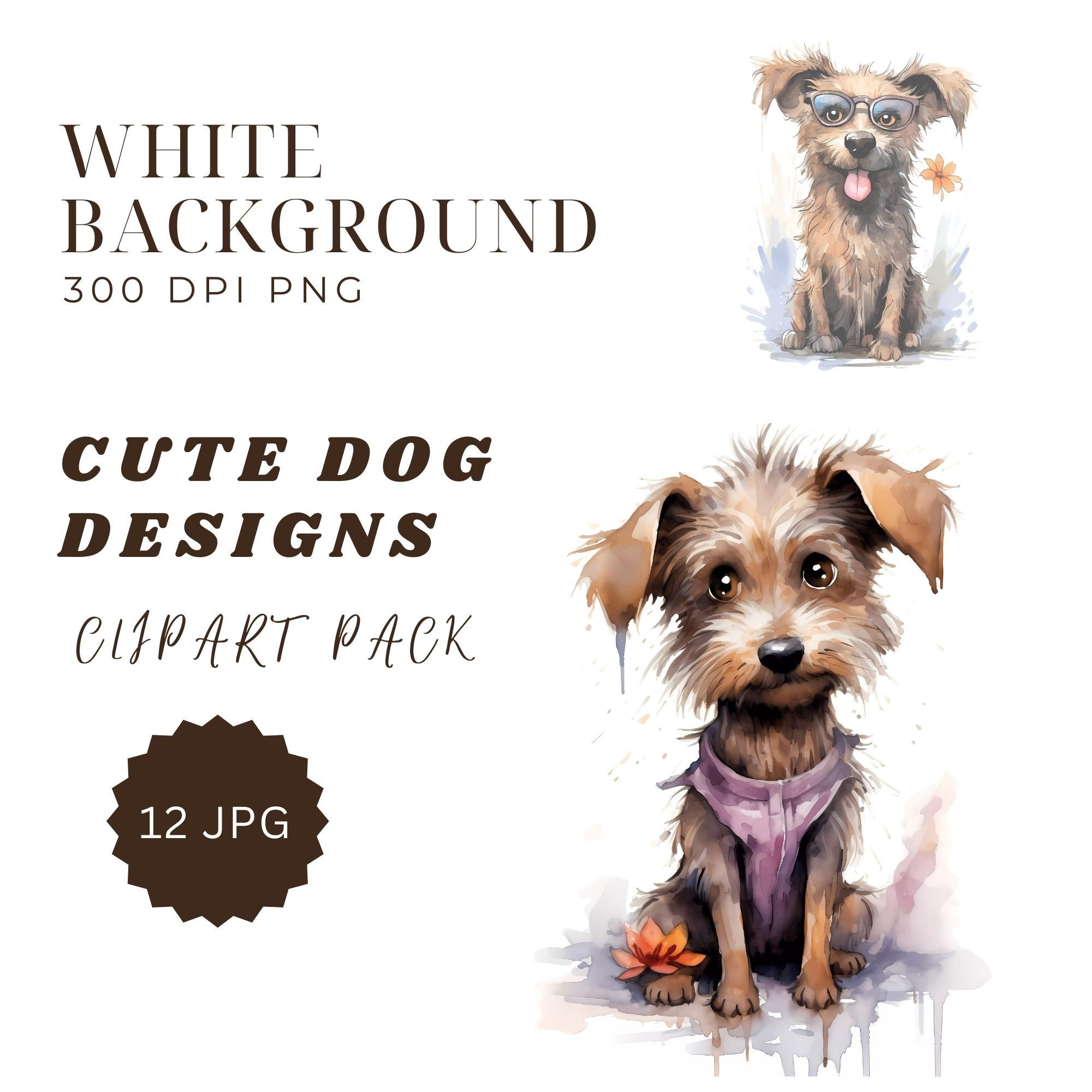Cute Dog Watercolor Clipart Bundle, Commercial Use (digital Download ...