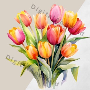 Watercolor Tulips Clipart Bundle | Instant Download | Commercial Use ...