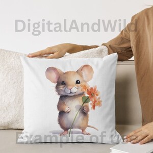 Mouse and Flower Clipart Set – 12 JPG Illustrations (digital Download ...