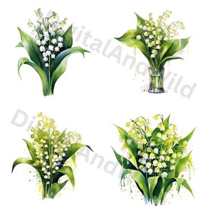 Lilly of the Valley Digital Watercolor Images 16 High Quality JPG Files ...