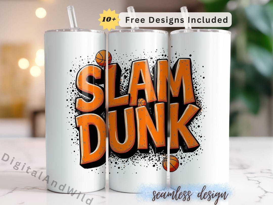 Slam Dunk Basketball Tumbler Wrap Design - Sublimation PNG - Ideal for ...