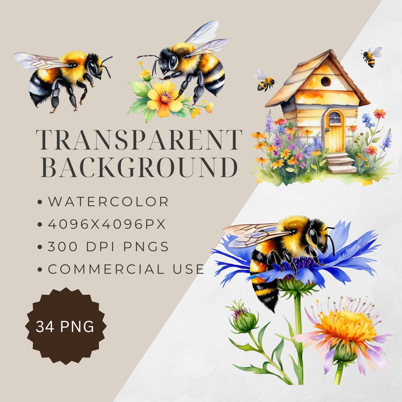 Bumblebees Clipart Bundle | Cute Bees Clipart Bundle | Cute Bees Png ...