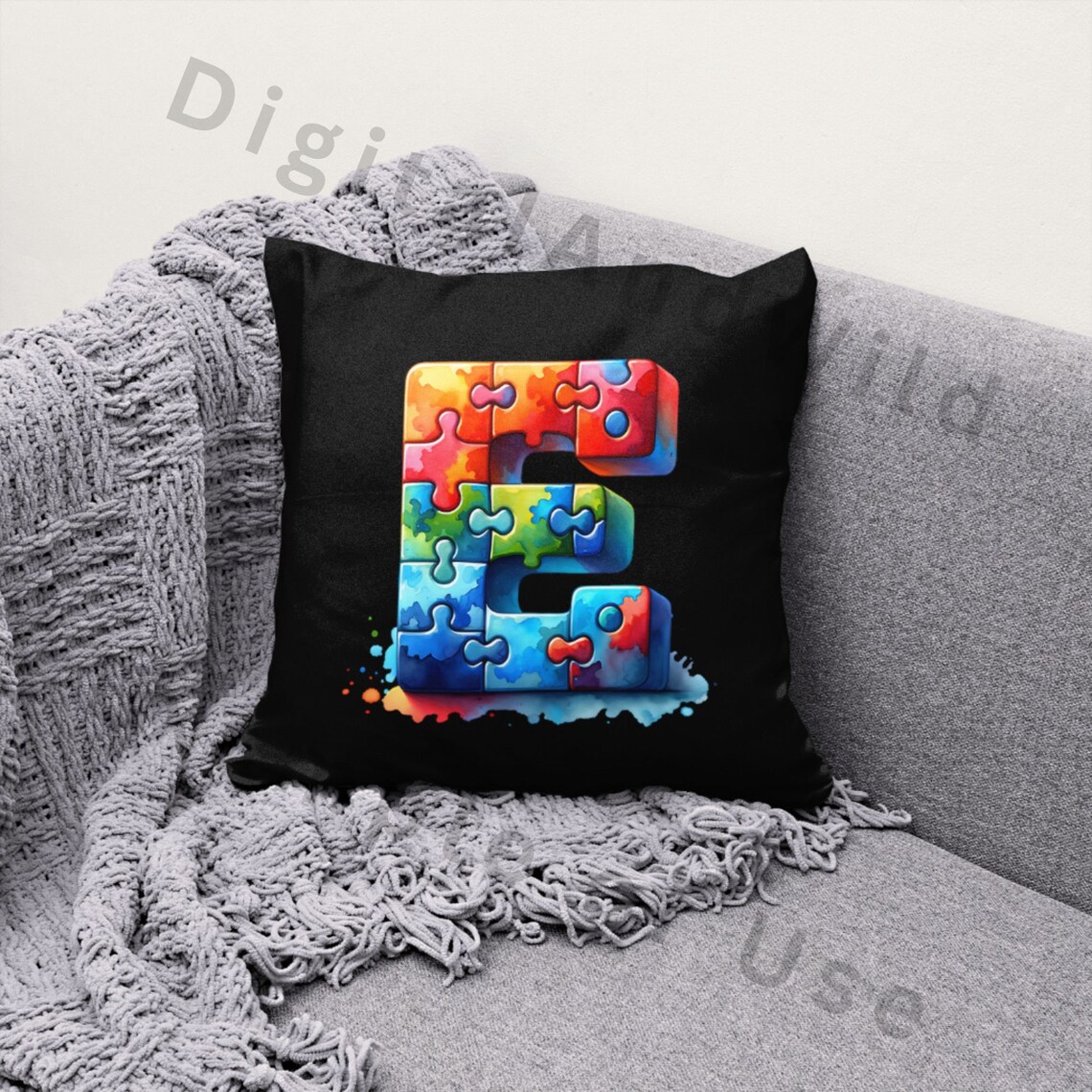Puzzle Letter 'E' Clipart Digital Download Autism Puzzle Pieces Png ...