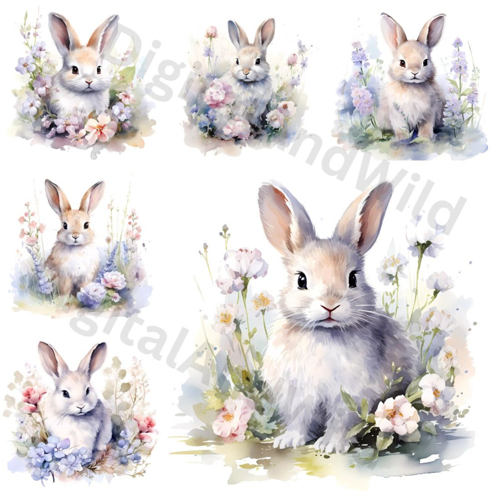 13 White Rabbit Digital Images - 13 High Quality Jpgs, Instant Digital ...