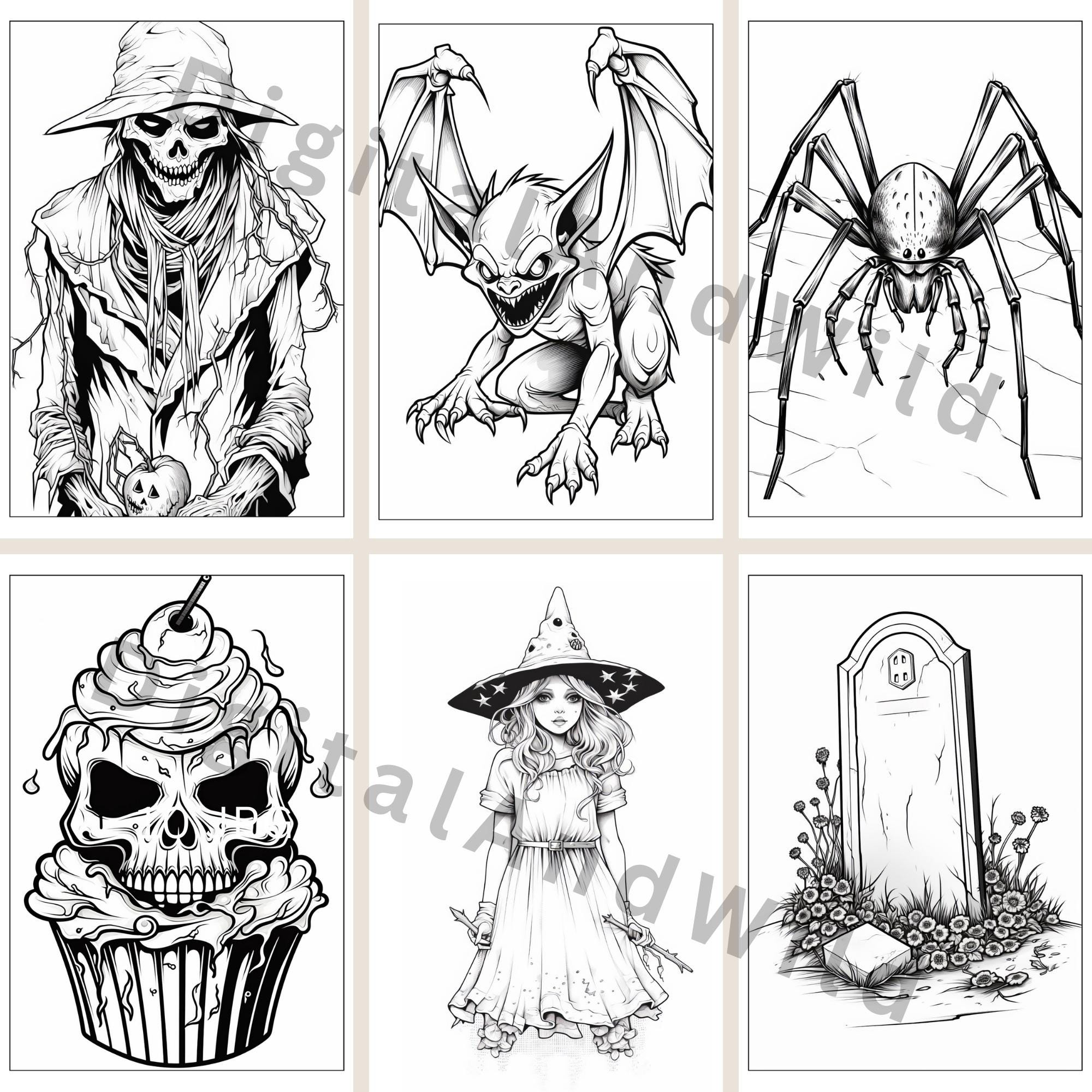 Halloween Coloring Pages, Instant Download PDF File, Halloween Party ...