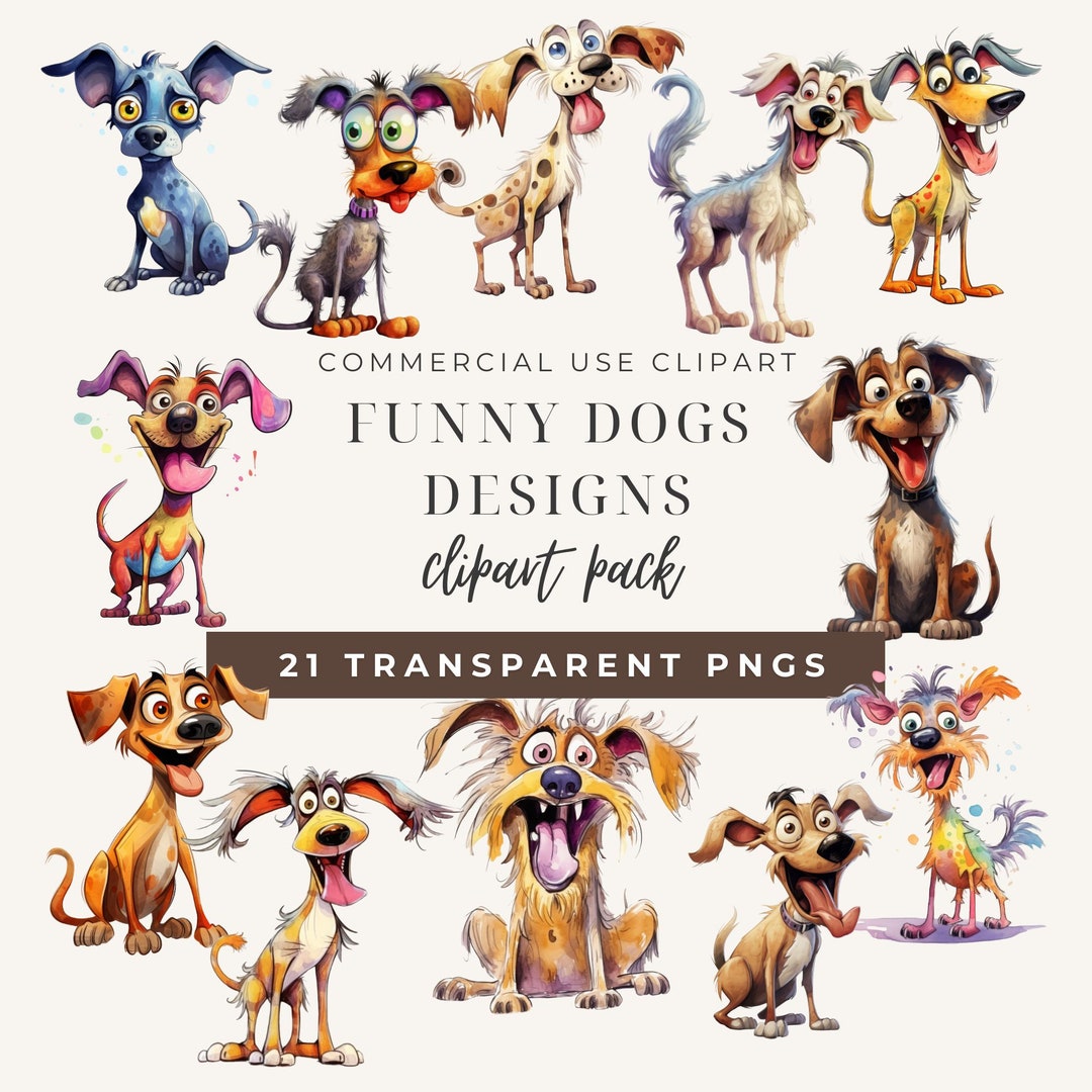 Funny Dogs Clipart Bundle, Quirky Dog Clipart, Digital Images Ready to ...