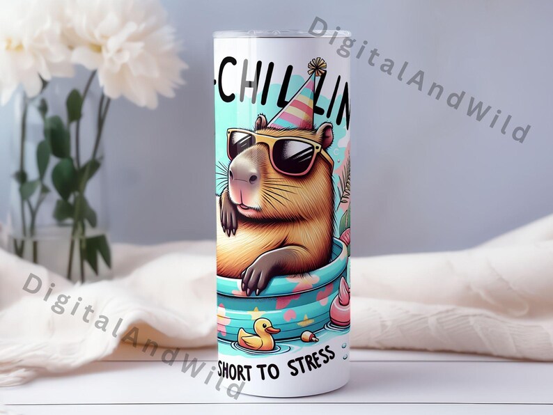 Capybara Tumbler Wrap - Cute Animal Design - 20oz Skinny Sublimation ...
