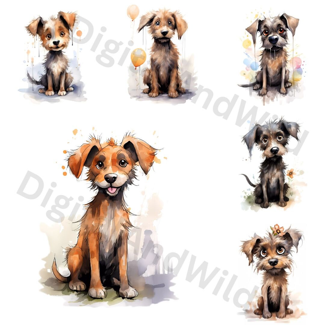 Cute Dog Watercolor Clipart Bundle, Digital Download, Dog Clipart Set ...
