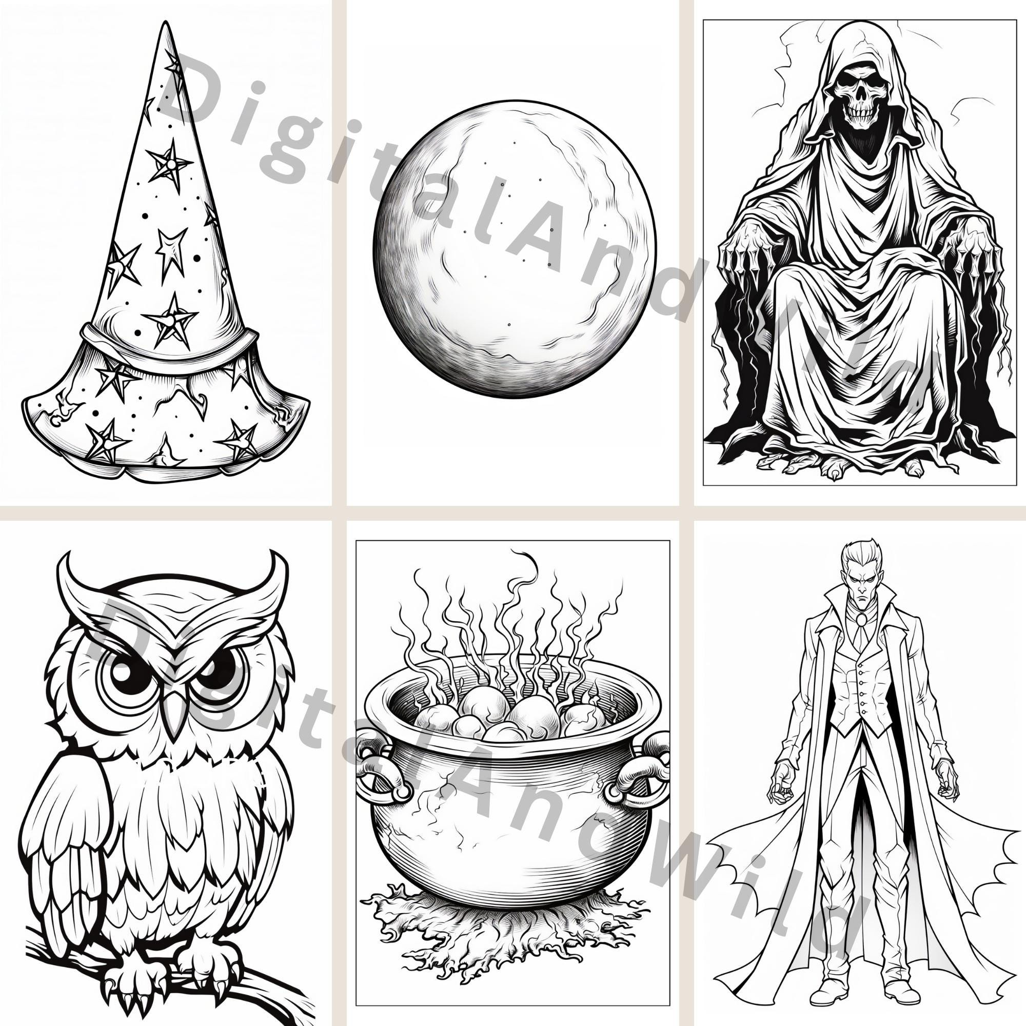 Halloween Coloring Pages, Instant Download PDF File, Halloween Party ...