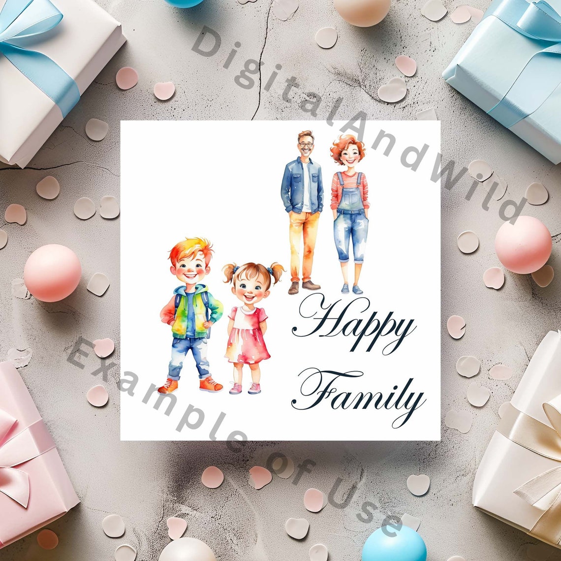 Watercolor People Clipart Bundle: Happy Family PNG Designs (commercial ...