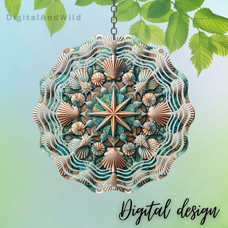 Seashell Mandala Wind Spinner Design: Coastal Wall Art (digital ...