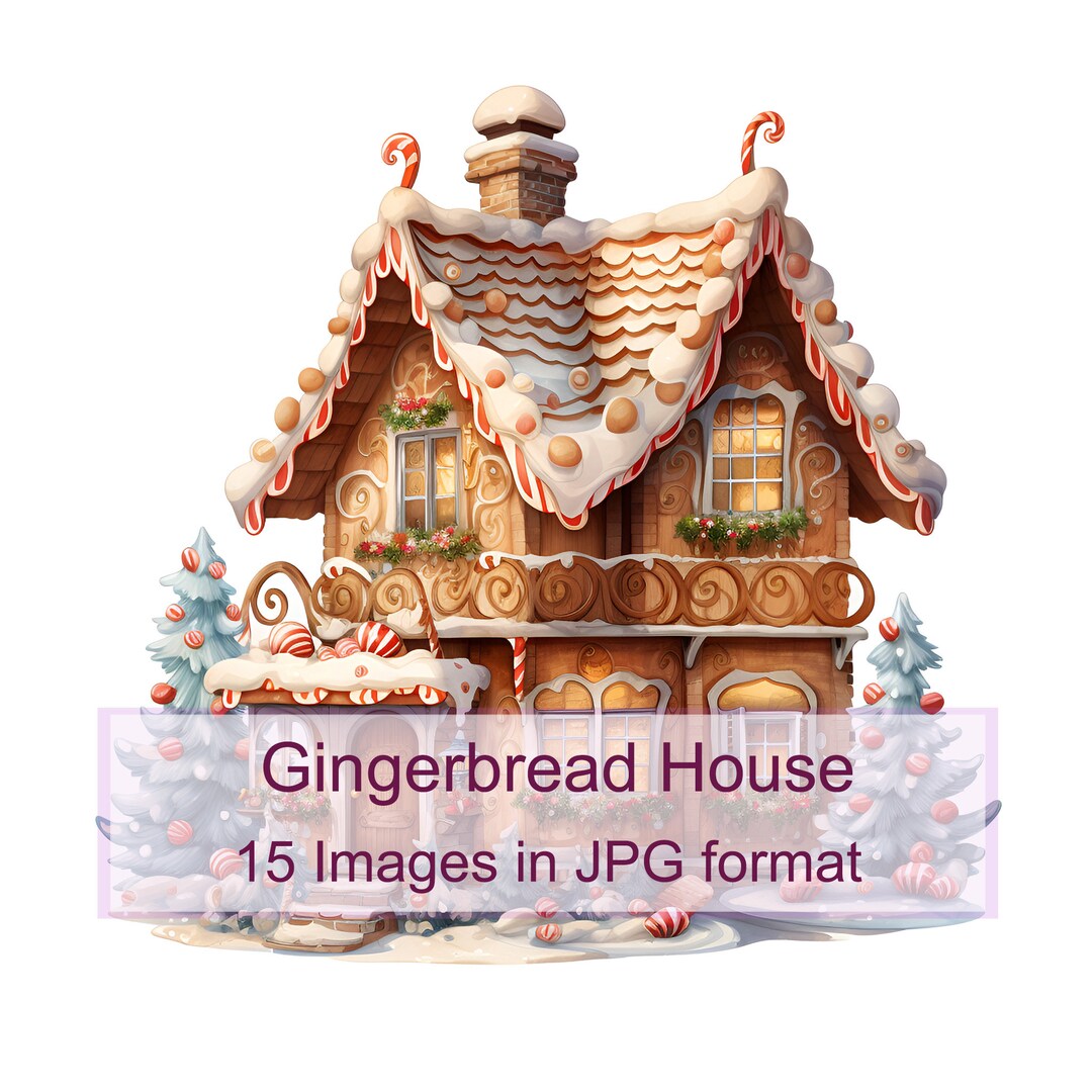 Christmas Gingerbread House Digital Images: Card Making (JPG Download ...