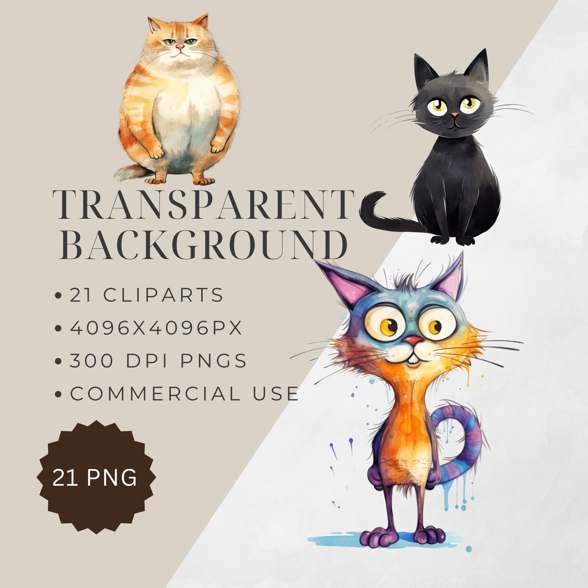Funny Cats Clipart Bundle, Quirky Cat Clipart, Cat Lover Pack, Digital ...