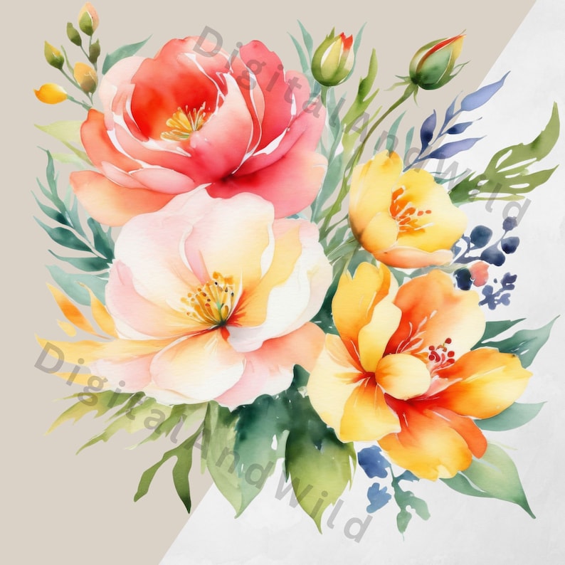 Flowers Arrangement Clipart Bundle, Flower Bouquet Clipart, Floral ...