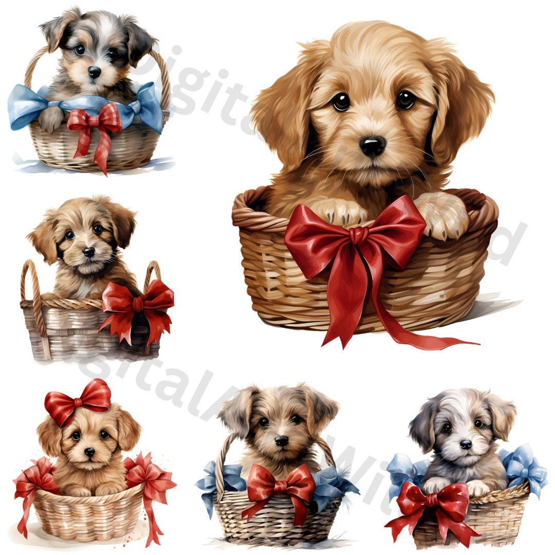 Cute Puppy Digital Clipart Set, Dog Clip Art Bundle, Instant Digital ...