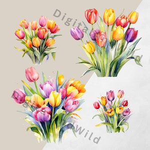 Watercolor Tulips Clipart Bundle | Instant Download | Commercial Use ...