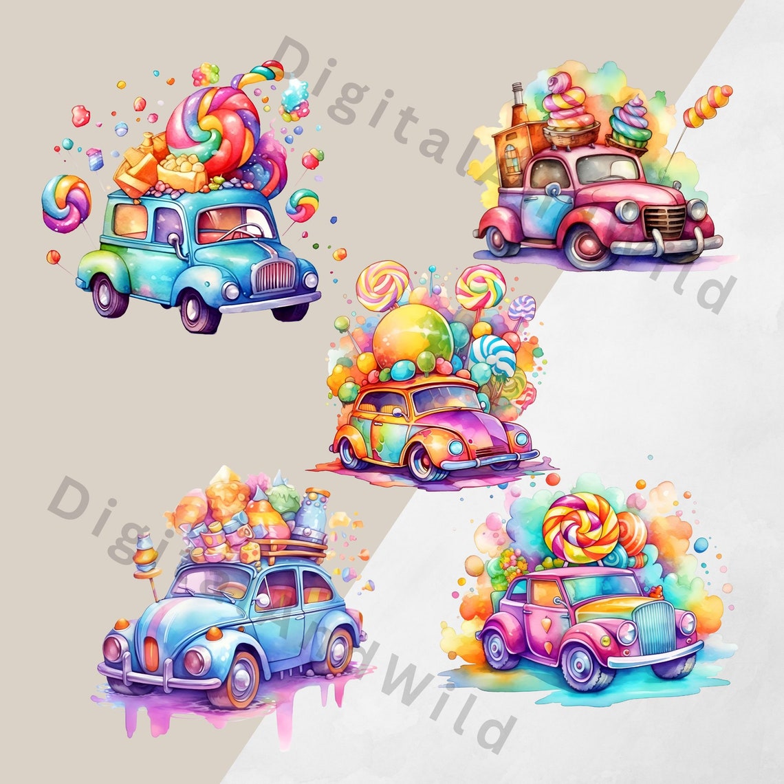 Candyland Clipart Pack: Candy House & Car Designs (digital Download) - Etsy