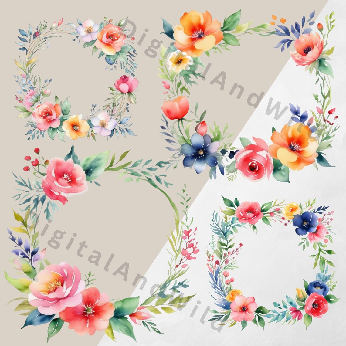 Flowers Arrangement Clipart Bundle, Flower Bouquet Clipart, Floral ...