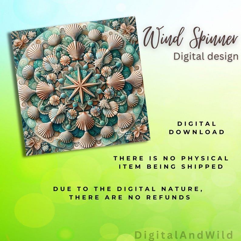Seashell Mandala Wind Spinner Design: Coastal Wall Art (digital ...