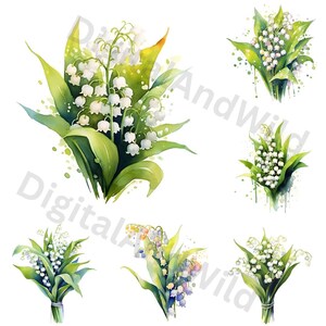 Lilly of the Valley Digital Watercolor Images 16 High Quality JPG Files ...