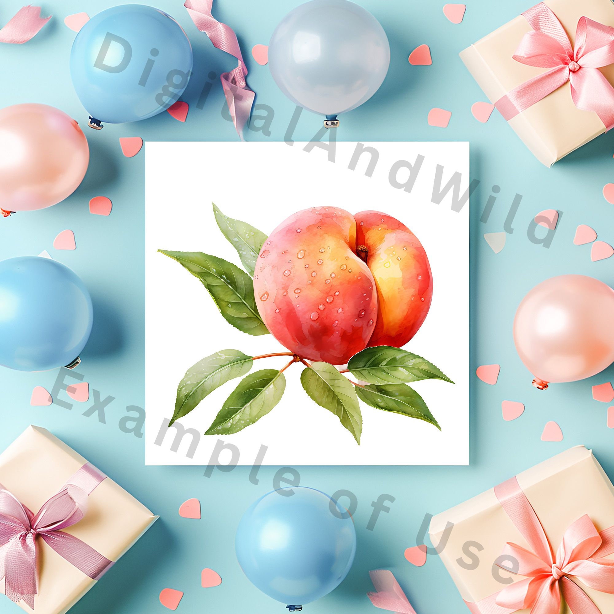 12 Peach Watercolour Digital Images 12 High Quality Jpgs, Instant ...