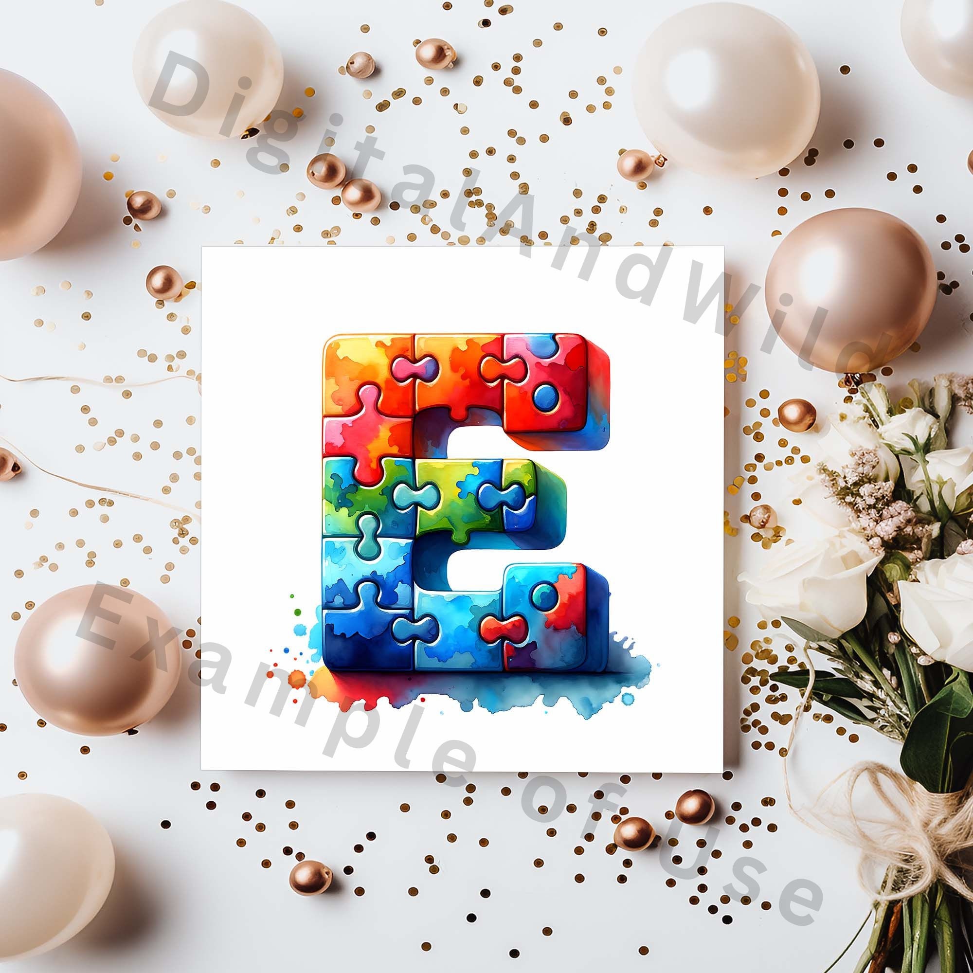 Puzzle Letter 'E' Clipart Digital Download Autism Puzzle Pieces Png ...