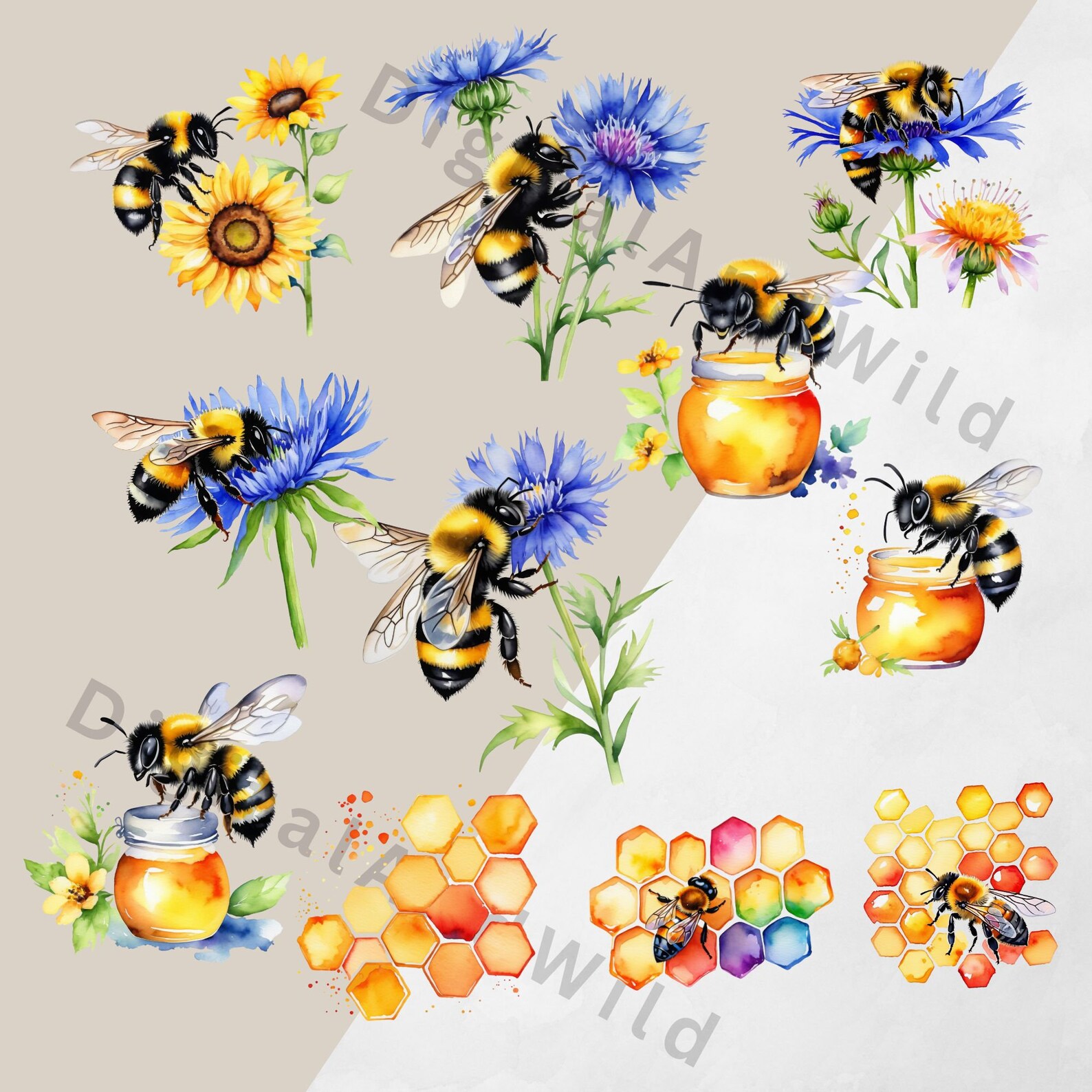 Bumblebees Clipart Bundle | Cute Bees Clipart Bundle | Cute Bees Png ...
