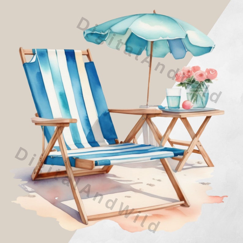Summer Beach Watercolor Clipart Bundle Vacation Clip Art Boho Tropical ...