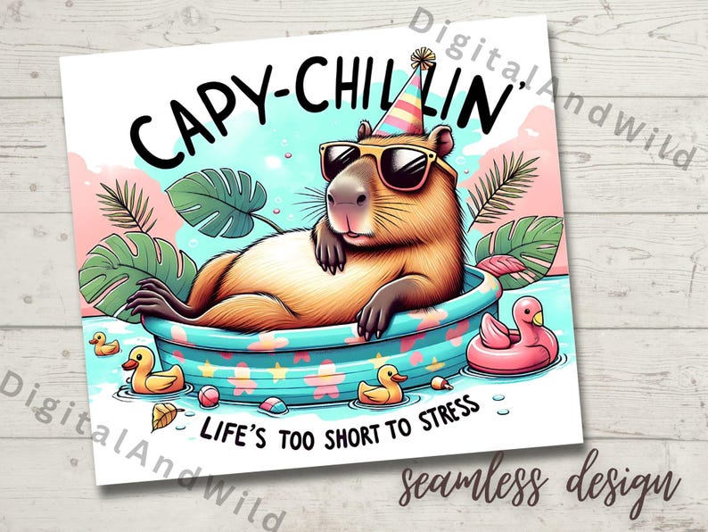 Capybara Tumbler Wrap PNG, 20oz Skinny Sublimation Design, Cute Funny ...