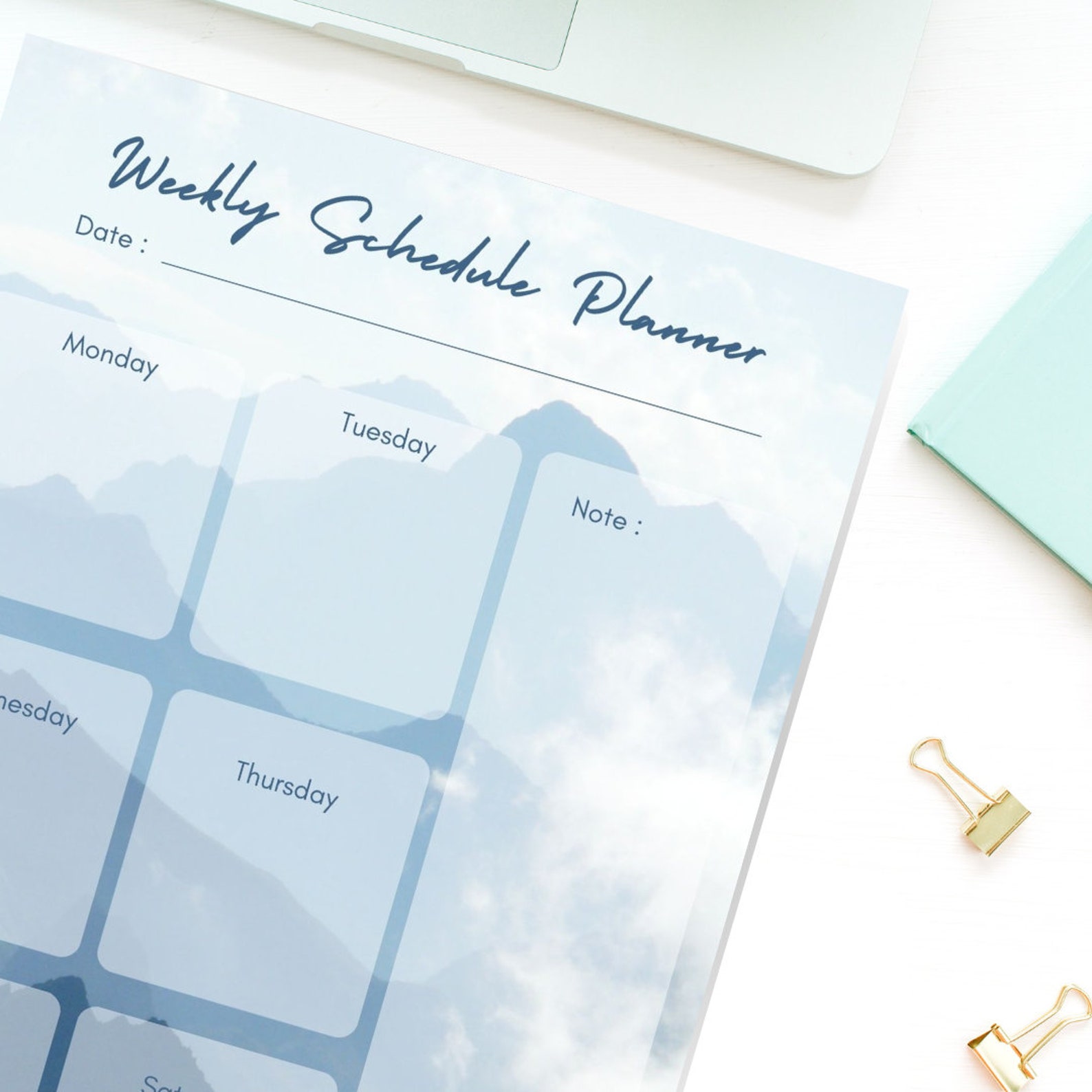 Weekly Planner Printable Ambient Blue - Etsy
