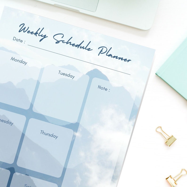 Weekly Planner Printable Ambient Blue - Etsy
