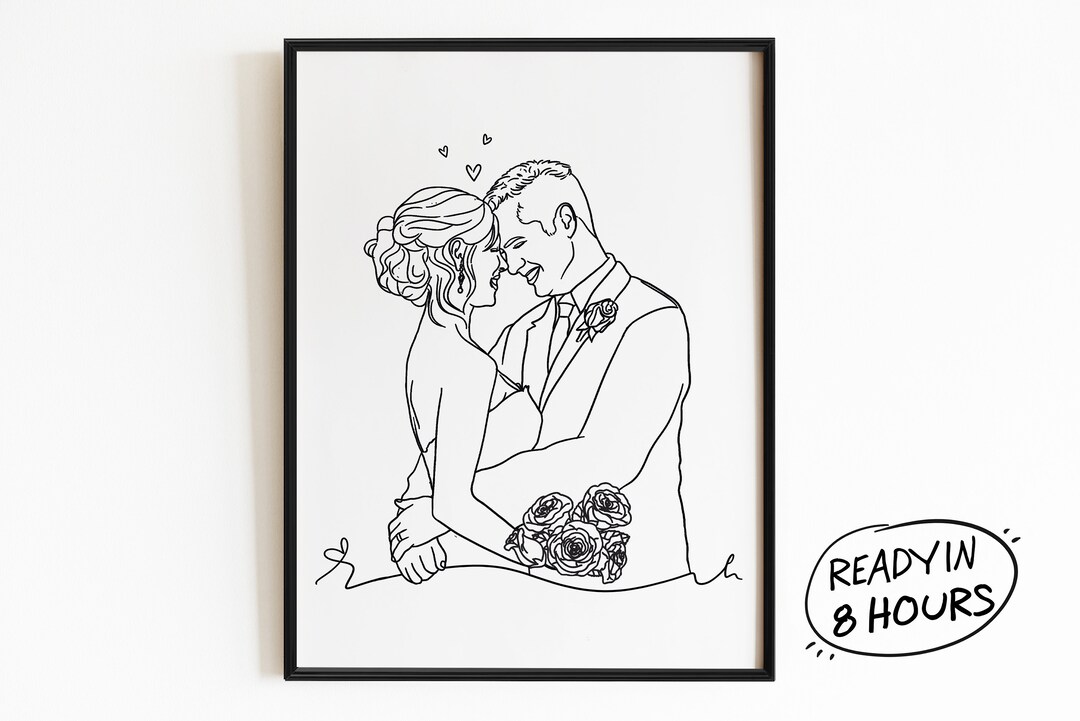 Wedding Line Drawing, Custom One Line Drawing, One Line Portrait ...