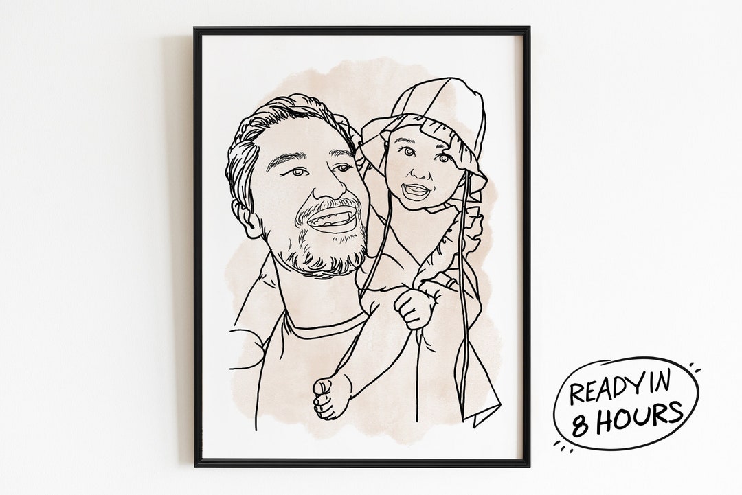 Personalized Father Portrait, Custom Drawing Portrait From Photo ...