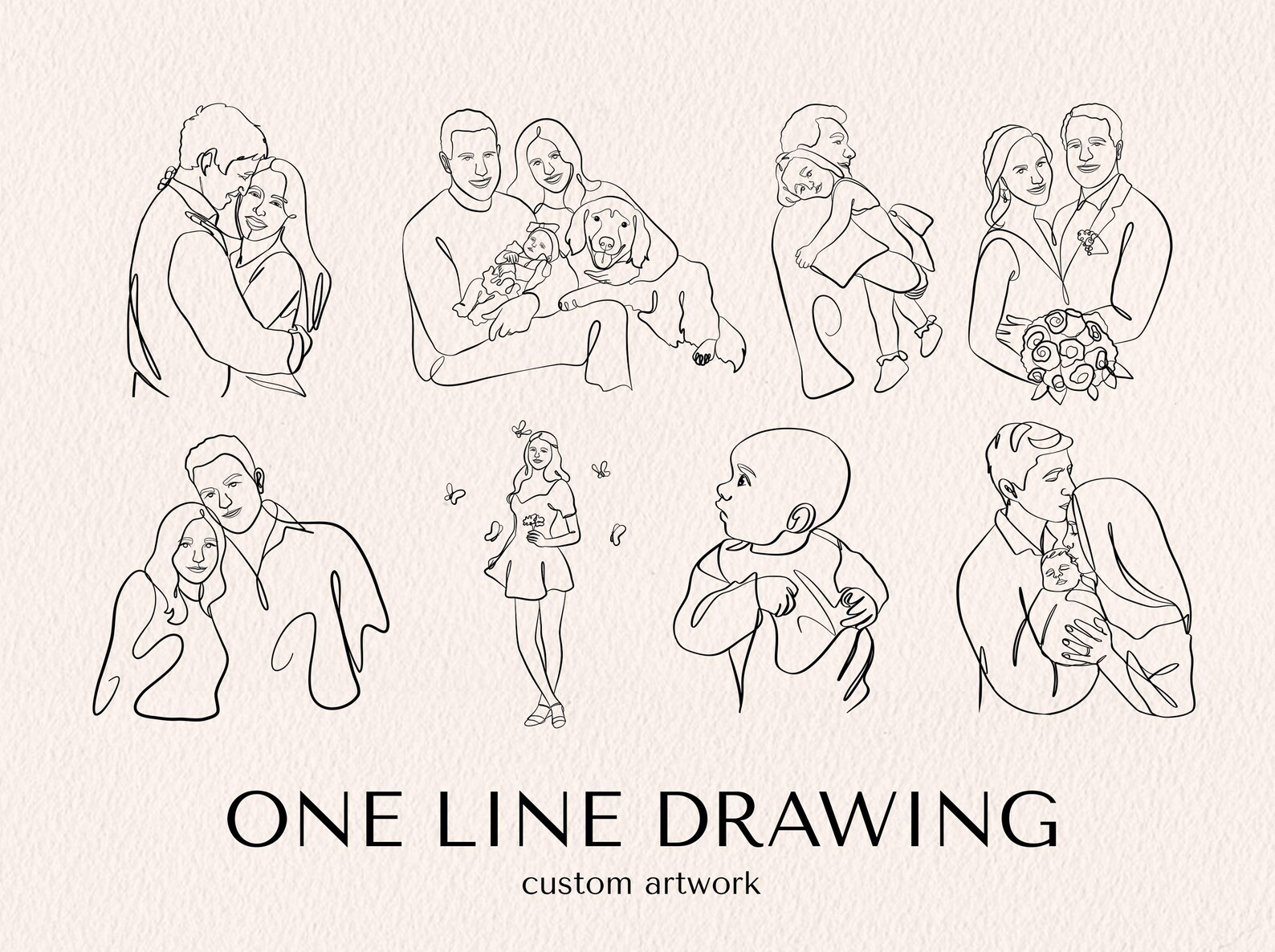 Custom Line Drawing From Photo, One Line Portrait, Family Line Art ...
