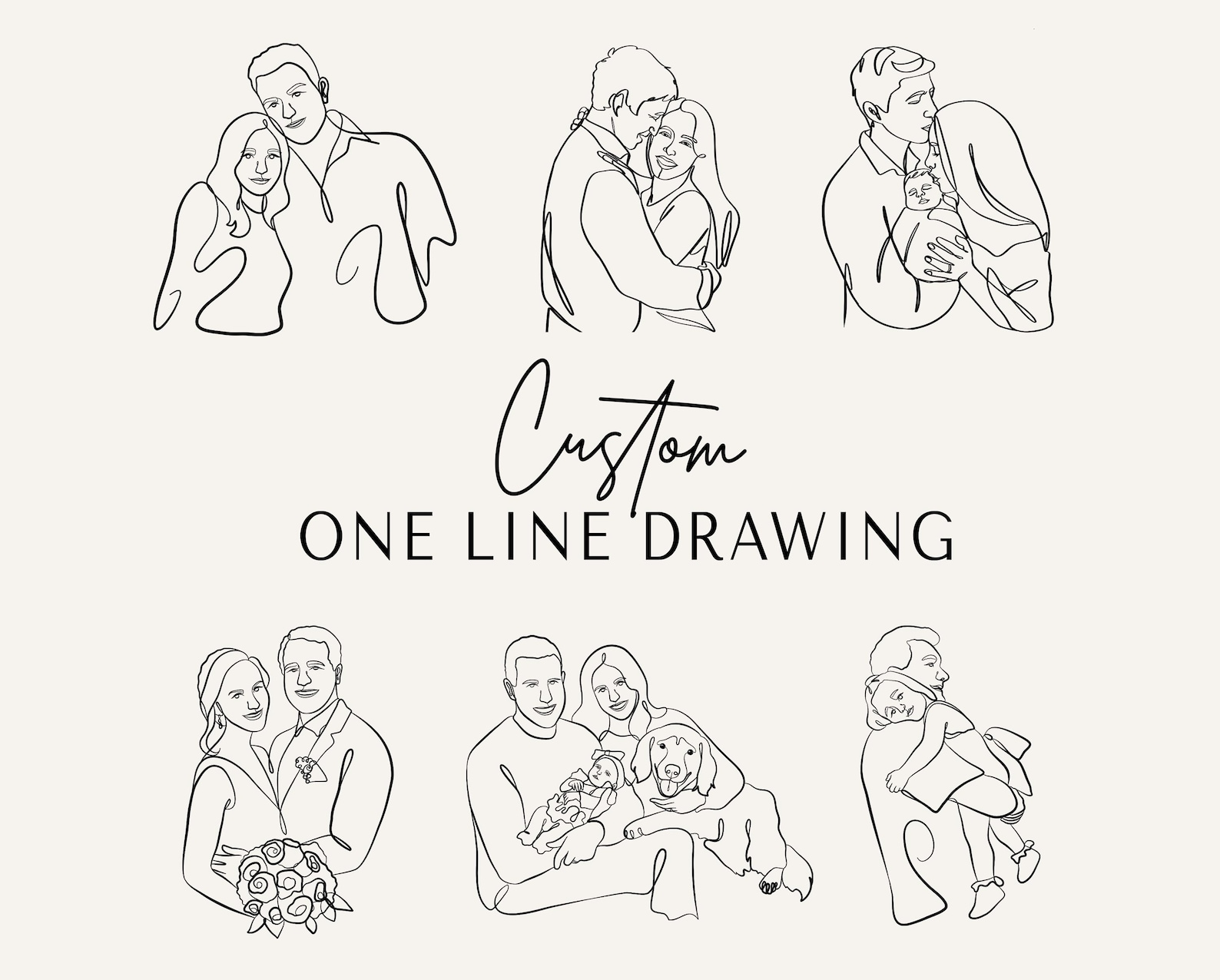 Custom Line Drawing From Photo, One Line Portrait, Family Line Art ...
