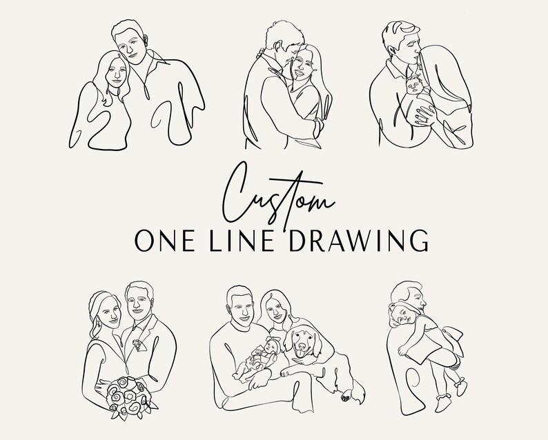 Custom Line Drawing From Photo, One Line Portrait, Family Line Art ...