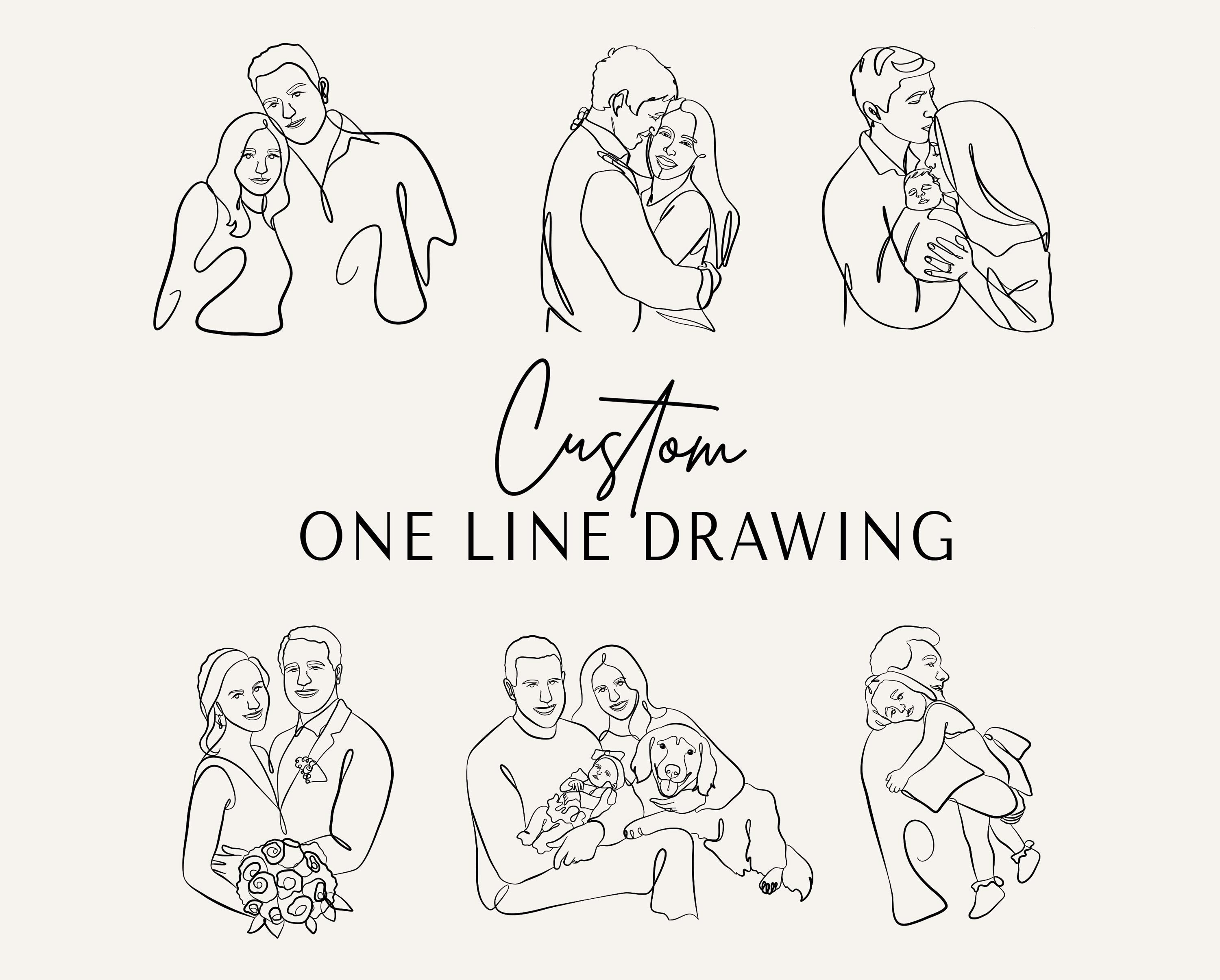 Custom Line Drawing From Photo, One Line Portrait, Family Line Art ...