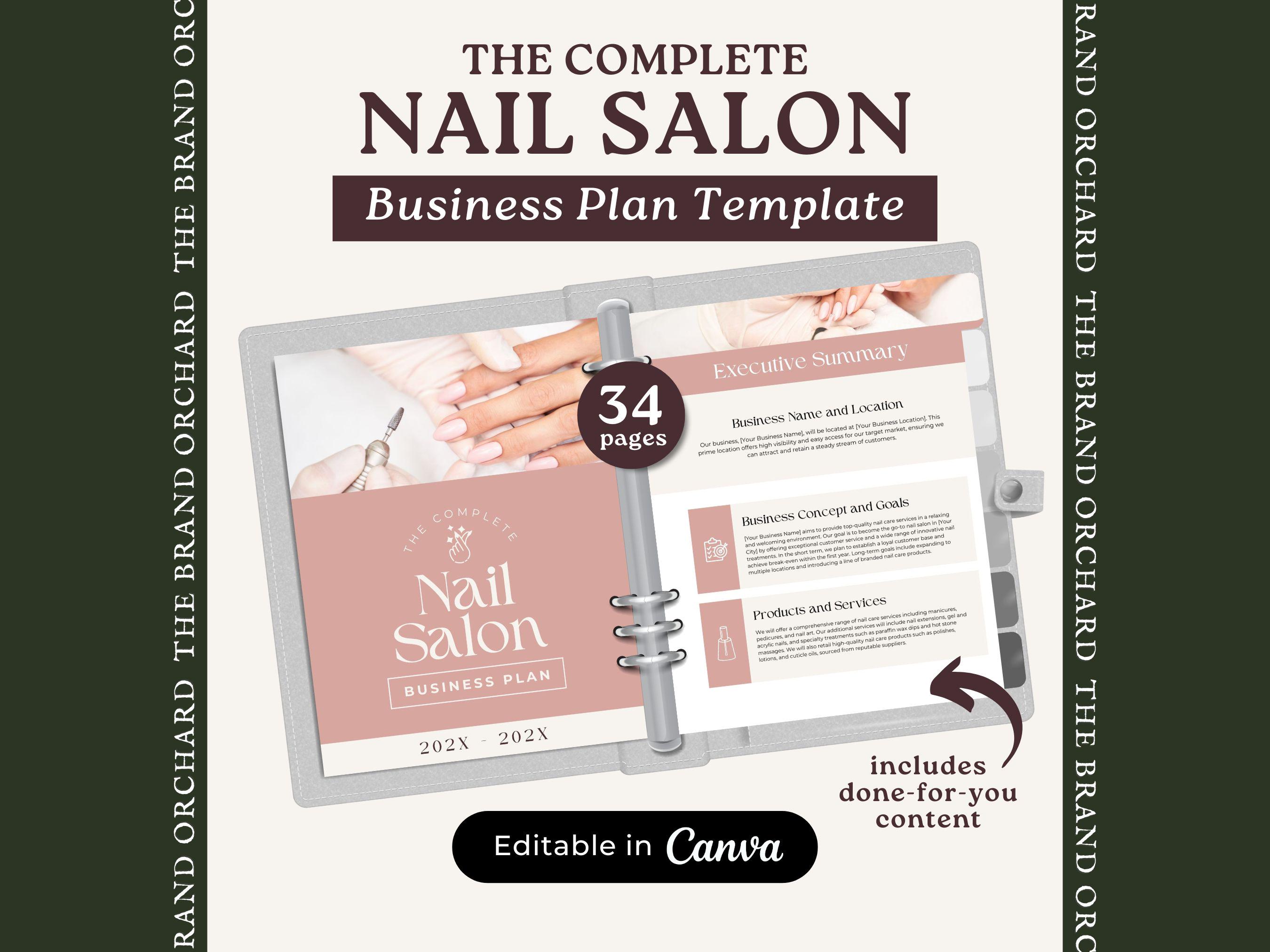 Nail Salon Business Plan Template, INSTANT DOWNLOAD, Business Plan for ...