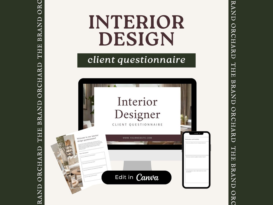 Interior Design Client Questionnaire, INSTANT DOWNLOAD, Interior Design ...