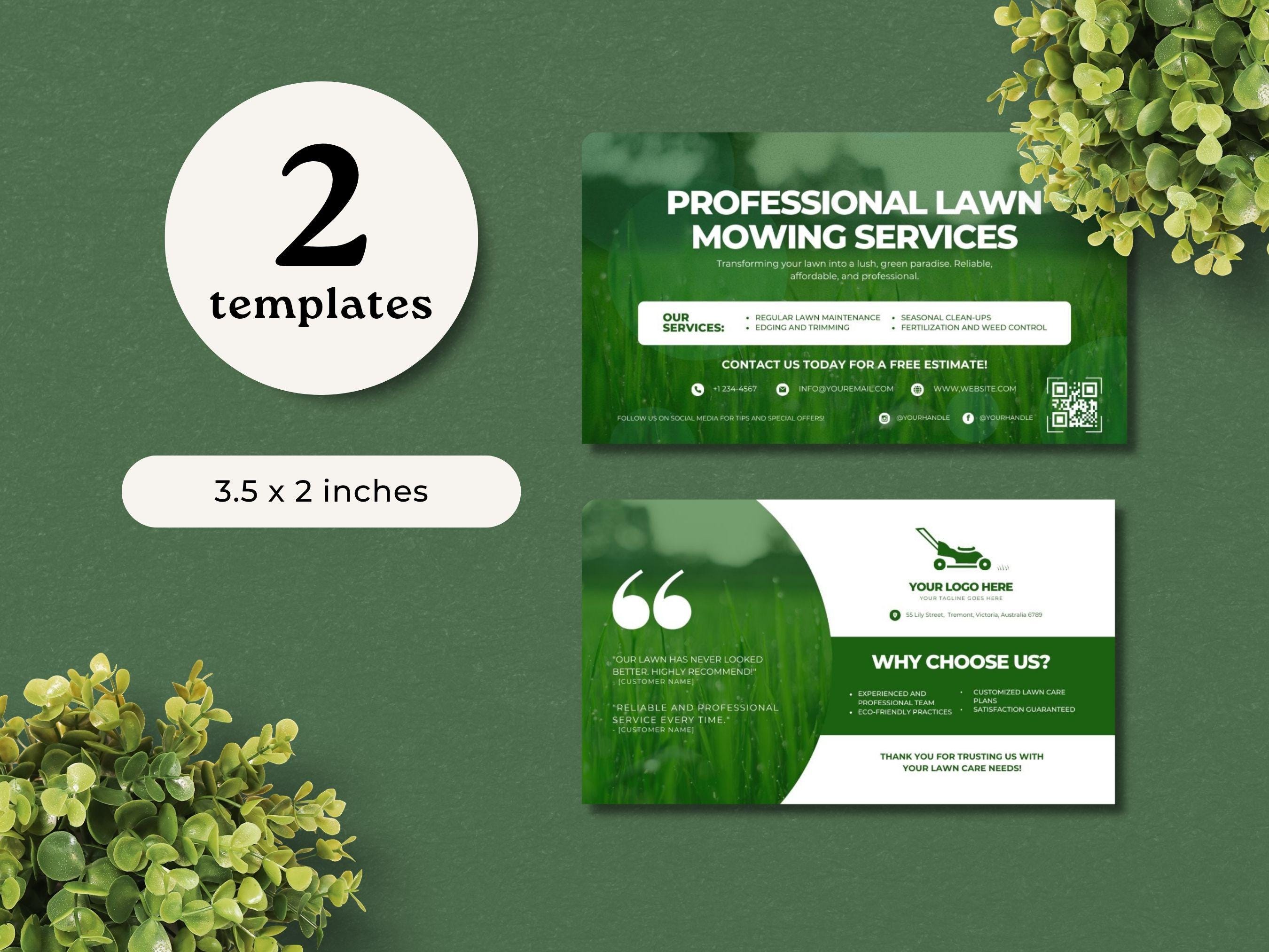 Lawn Mower Business Card Canva Template, INSTANT DOWNLOAD, Lawn Care ...