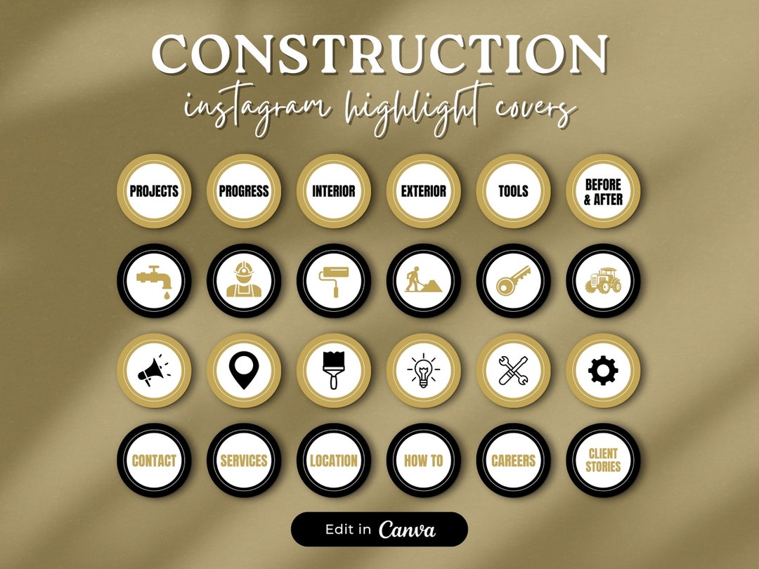 105 Construction Instagram Highlight Covers, INSTANT DOWNLOAD ...
