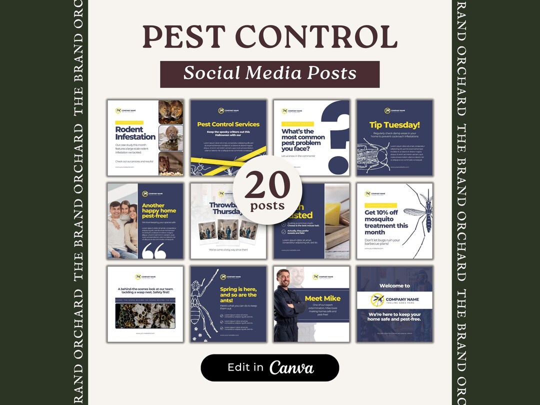 Pest Control Social Media Posts, INSTANT DOWNLOAD, Pest Control ...
