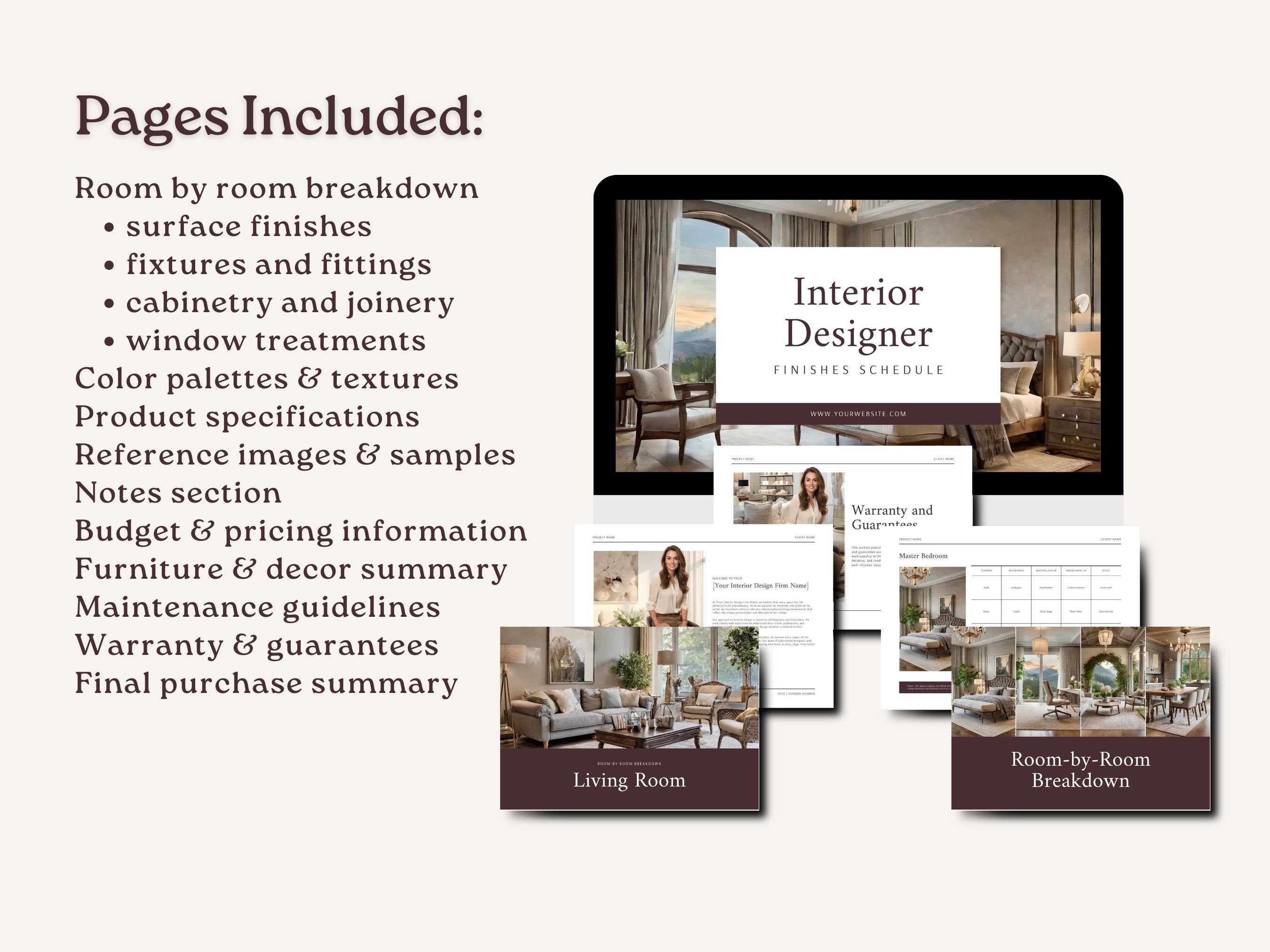 Interior Design Finishes Schedule, INSTANT DOWNLOAD, Interior Design ...