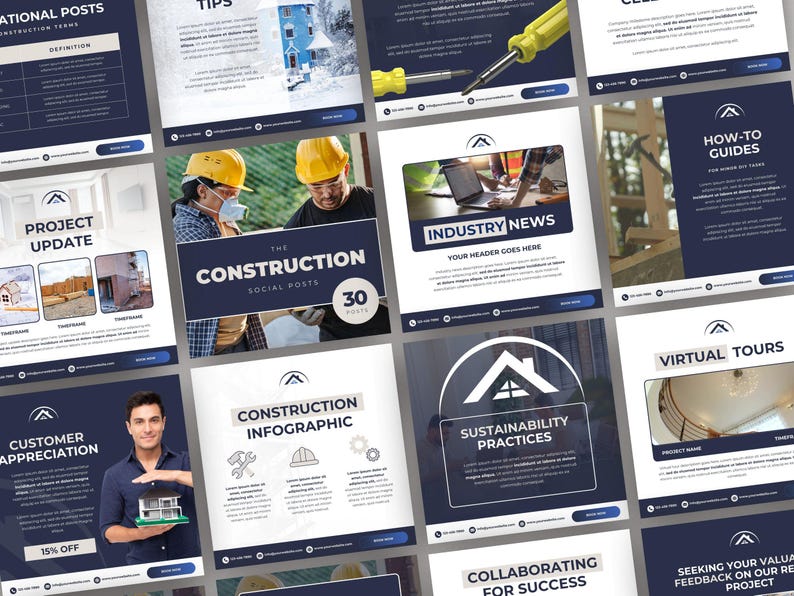 30 Construction Instagram Post Templates, INSTANT DOWNLOAD ...