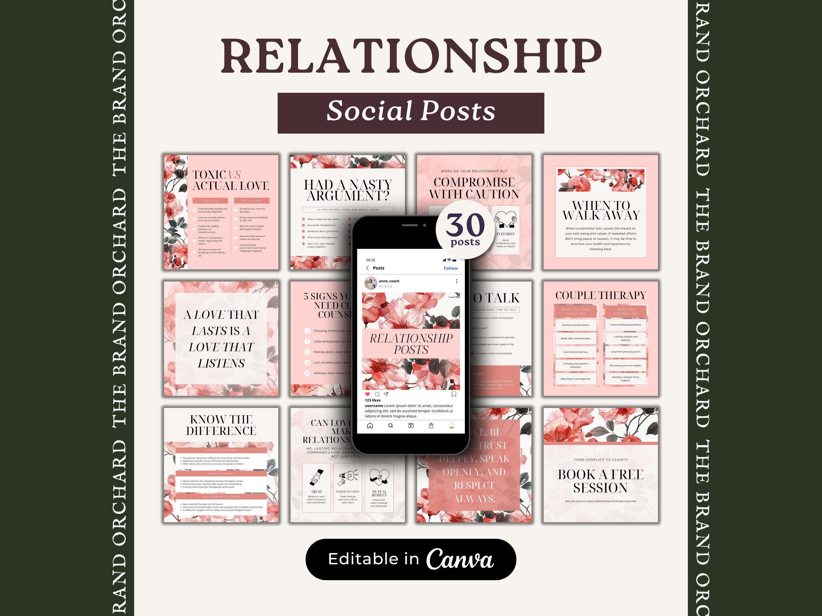 Relationship Instagram Template for Relationship Coach, INSTANT ...