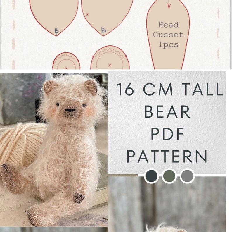 Teddy Bear Sewing Pattern: 16cm Plush Toy (PDF Pattern) - Etsy